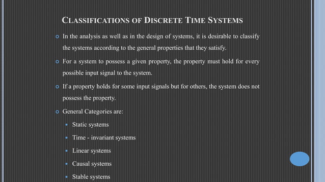 Discrete Time Systems & its classifications | PPTX | Physics | Science