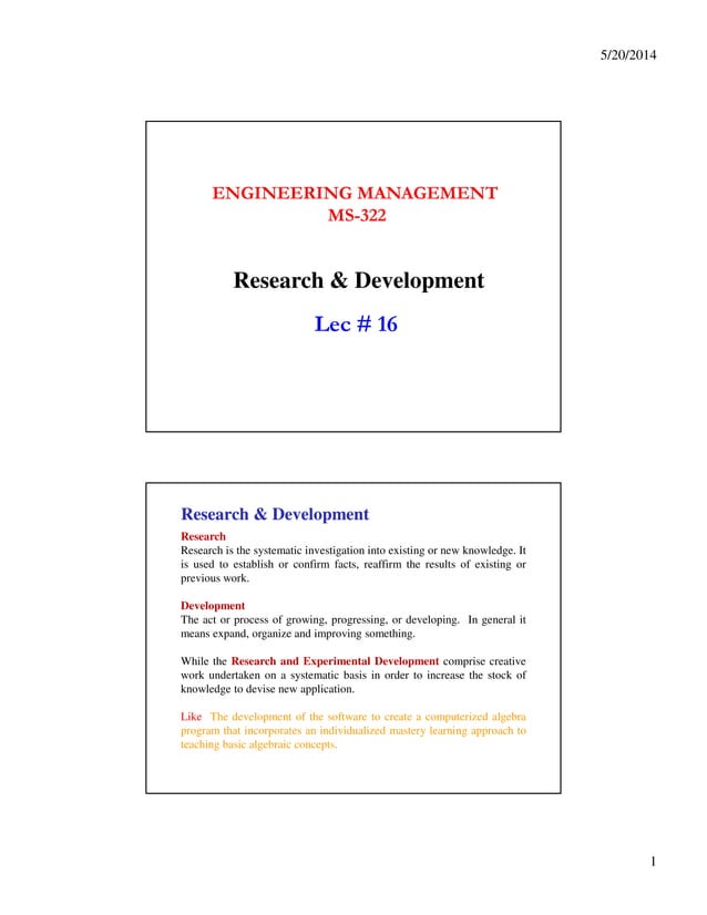 Research and Development | PDF