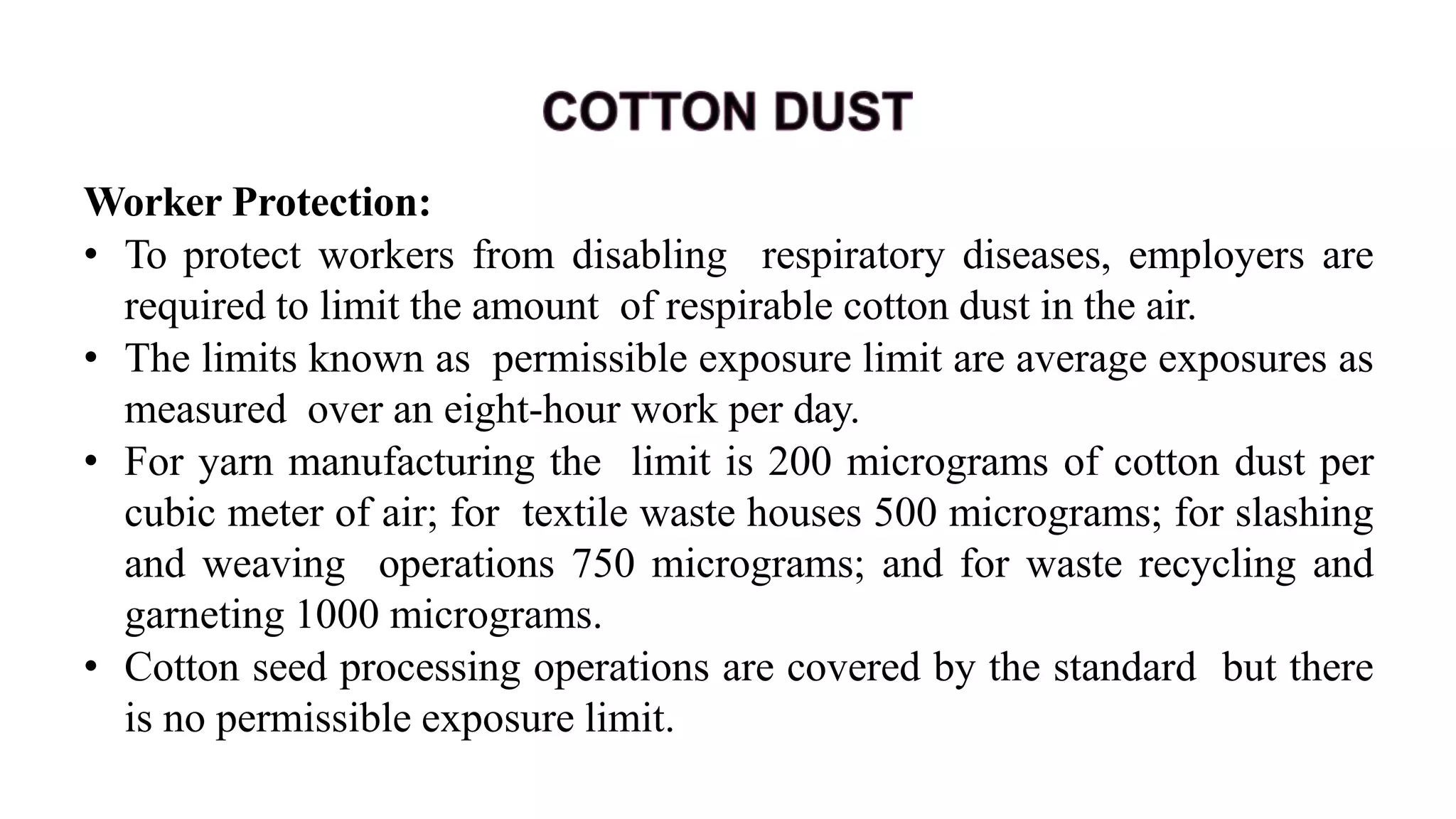 Hazards in Textile processing Industries | PPTX