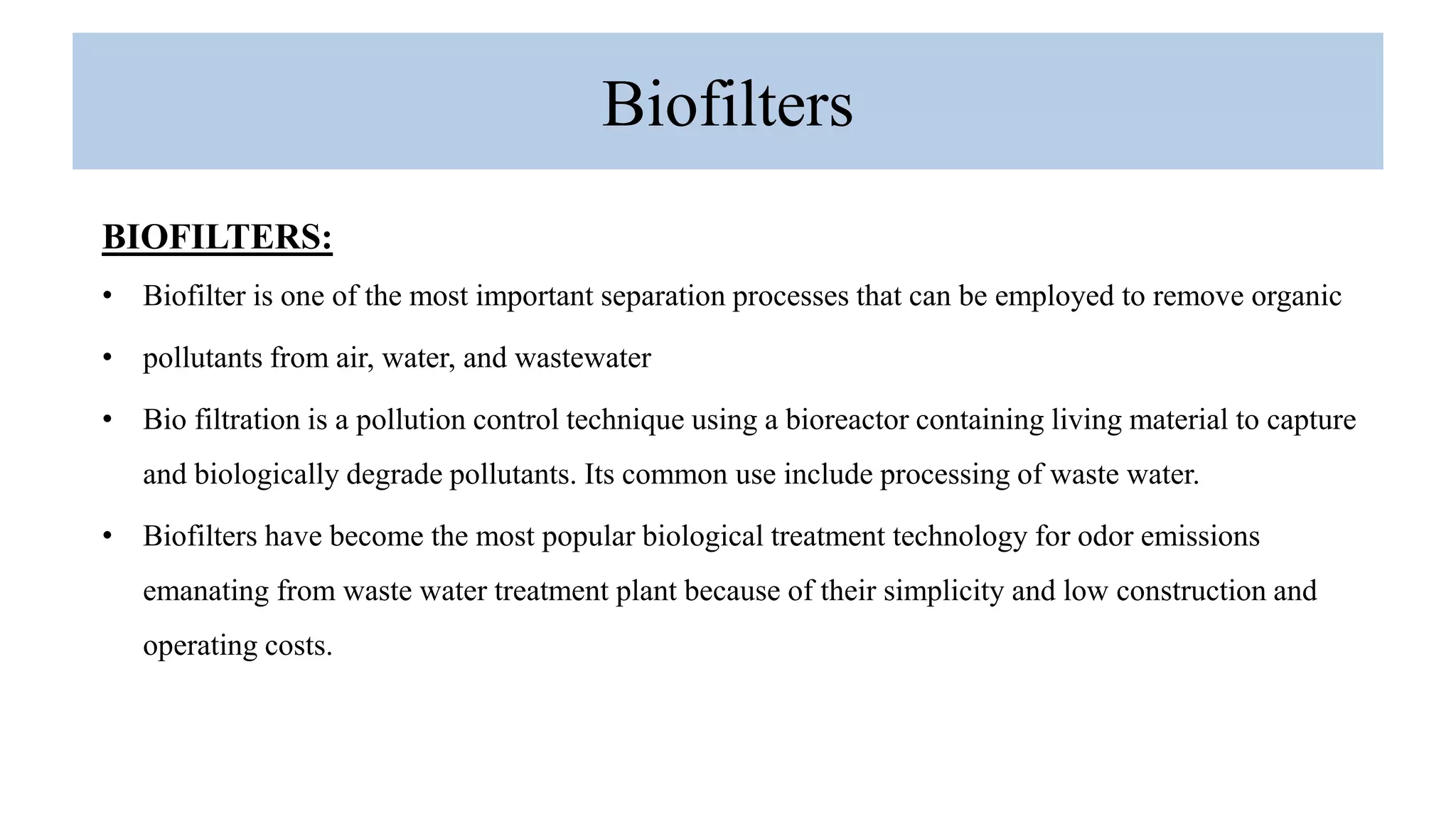 Biomethanation and energy recovery- bioscrubbers and biofilters | PPTX