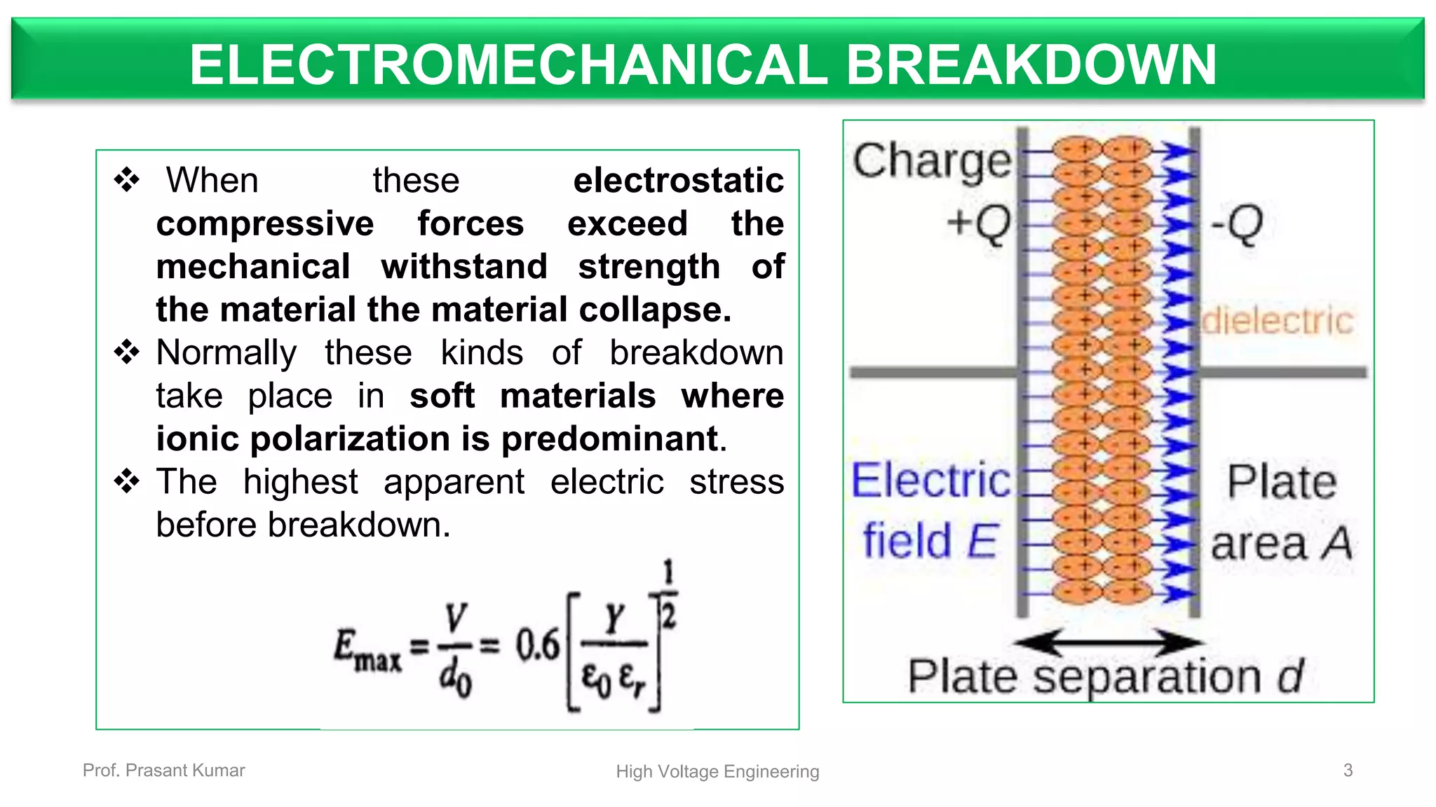 ELECTROMECHANICAL BREAKDOWN|BREAKDOWN IN SOLIDS|HIGH VOLTAGE ...