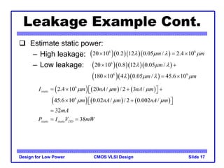 Introduction to CMOS VLSI Design for Low Power | PPT