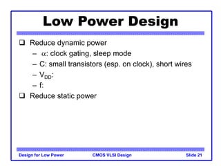 Introduction to CMOS VLSI Design for Low Power | PPT