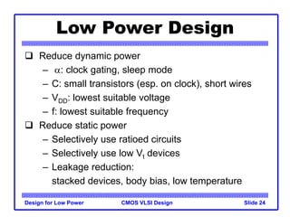 Introduction to CMOS VLSI Design for Low Power | PPT