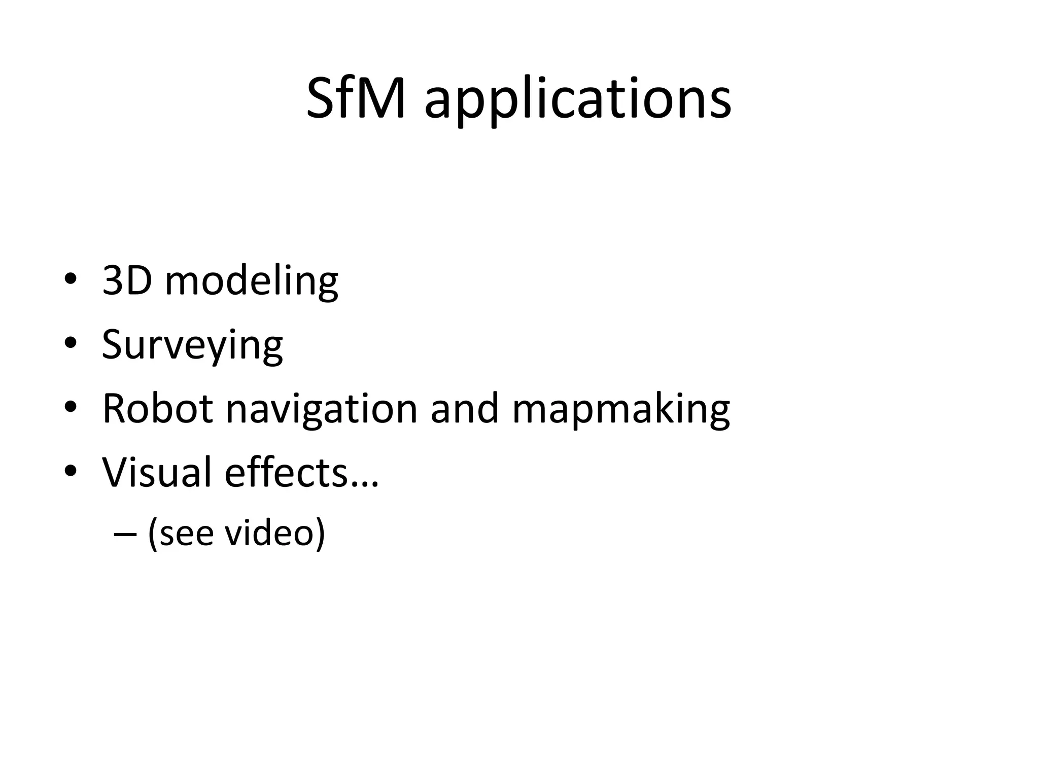 Computer Vision Structure from motion | PPTX