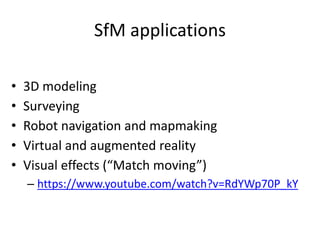 Computer Vision Structure from motion | PPTX