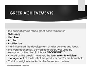 HISTORY OF ECONOMIC THOUGHT - GREEKS | PDF
