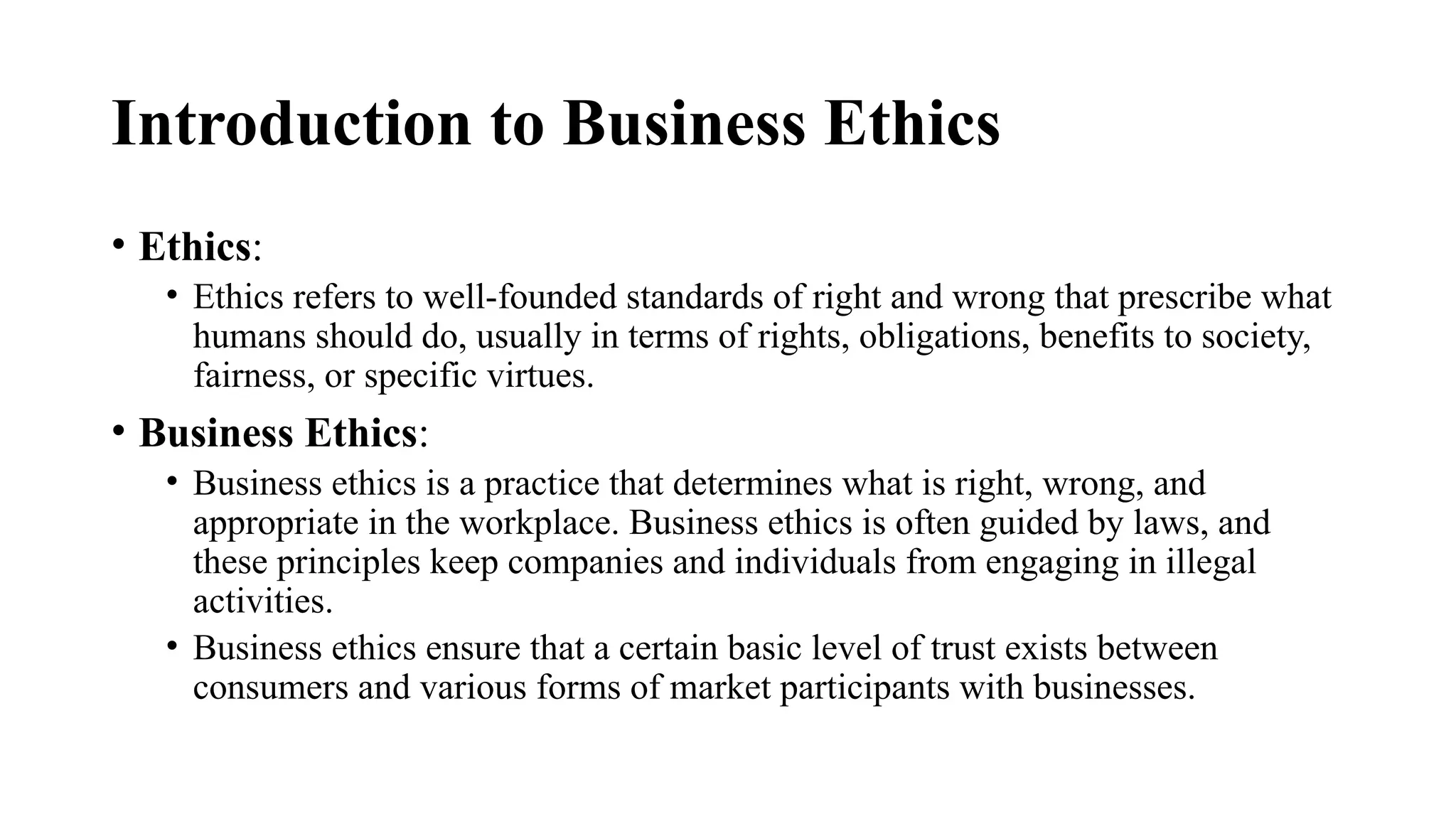 Business Ethics Introduction and 1st chapter | PPTX