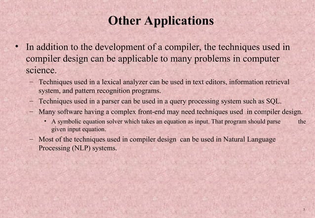 Compiler Design in Computer Applications | PPT