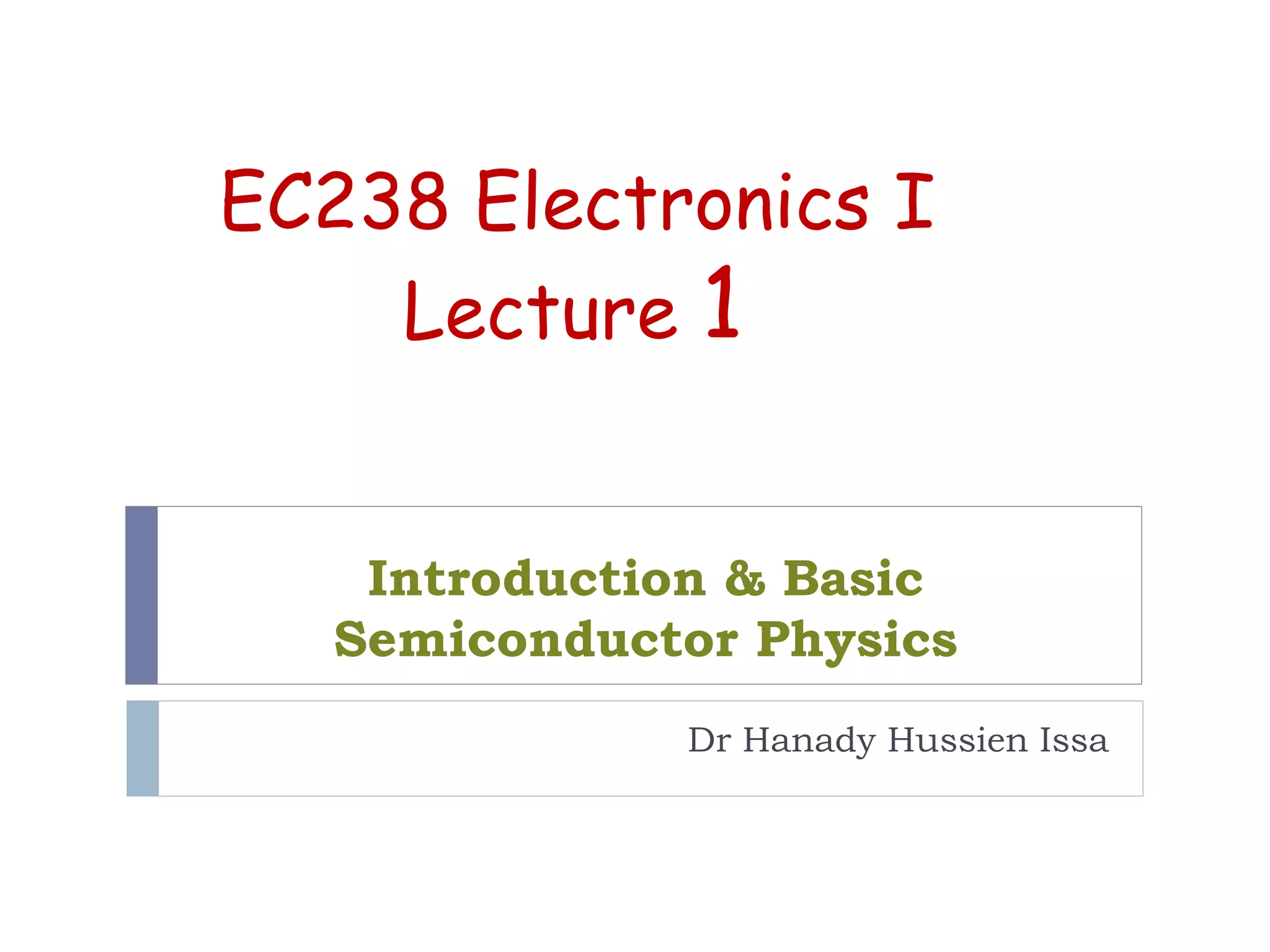 Lec1 introduction & basic semiconductor physics | PPTX