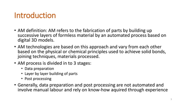 Lecture: An introduction to additive manufacturing | PPTX | Manufacturing Industry | Industries