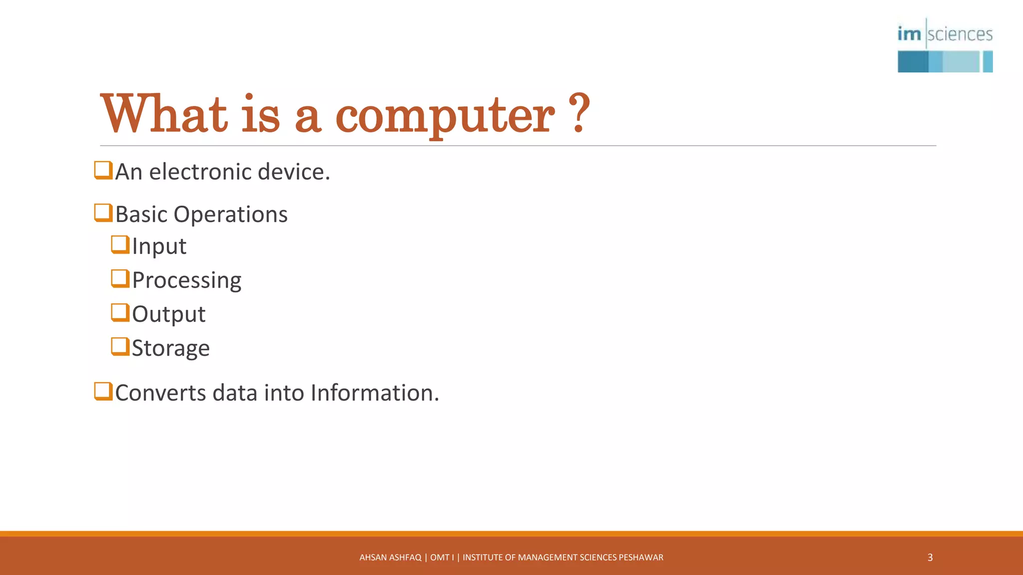 Lec 1 introduction to computer -i | PPT