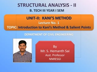 Lec 1 kani's method | PPTX