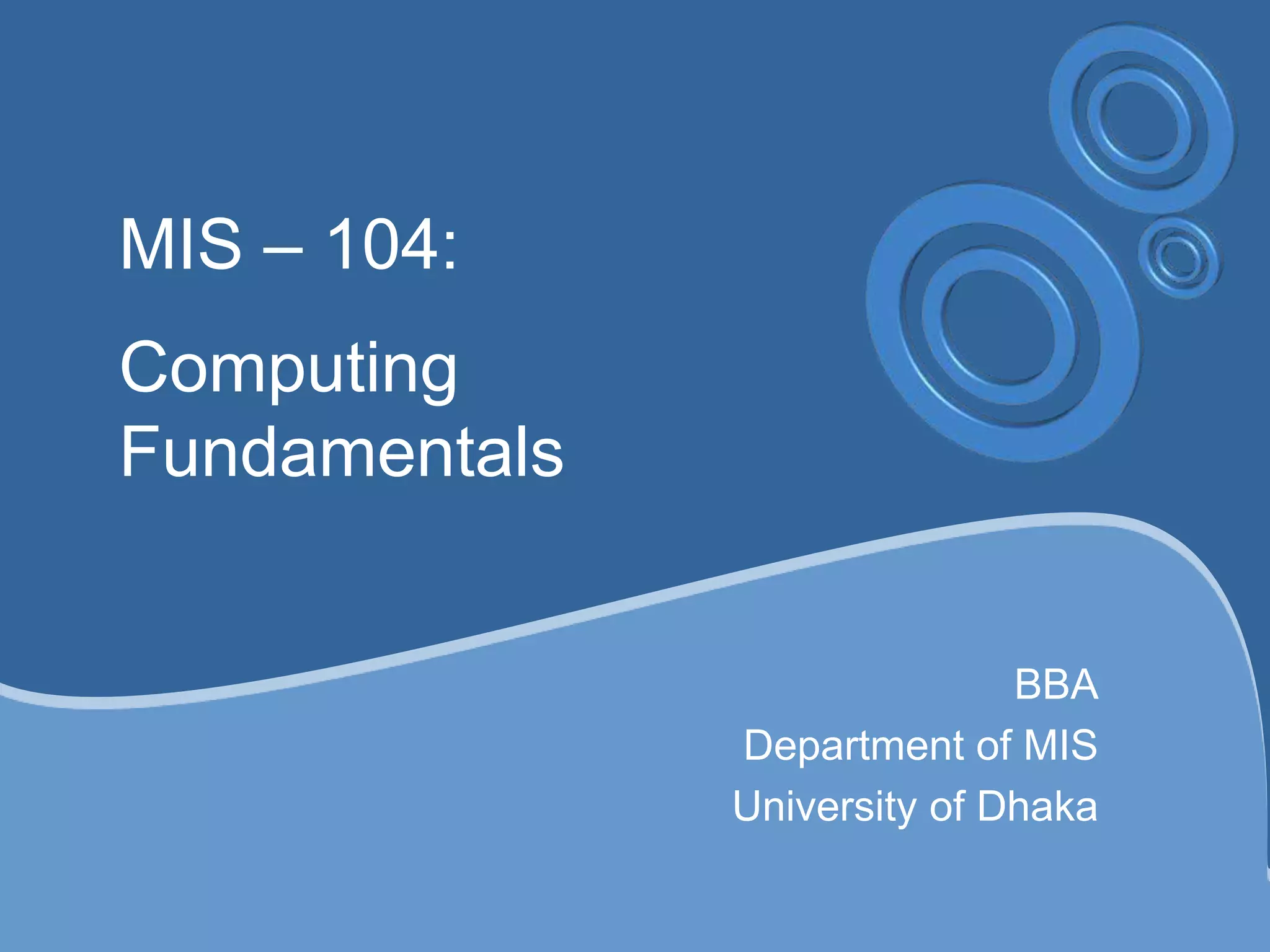 Introduction To Computer Lec 1 Orientation Ppt