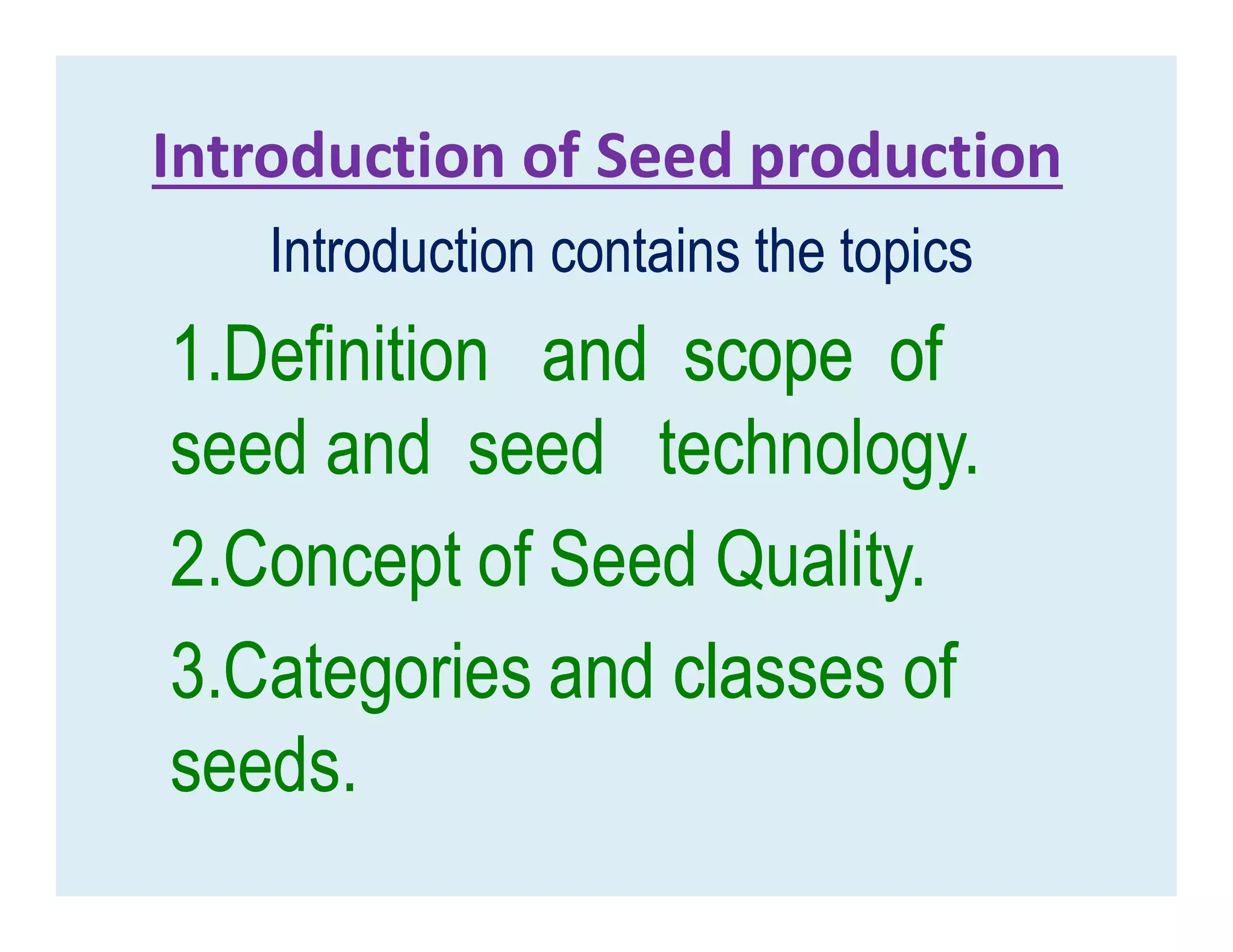 Seed and seed technology | PDF | Agriculture | Industries
