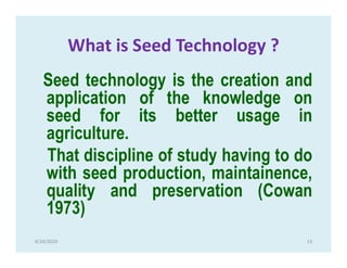 Seed and seed technology | PDF | Agriculture | Industries