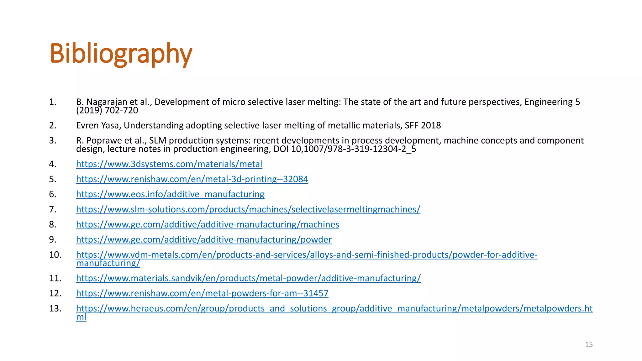 Lecture: overview of commercial SLM machines and materials | PPTX