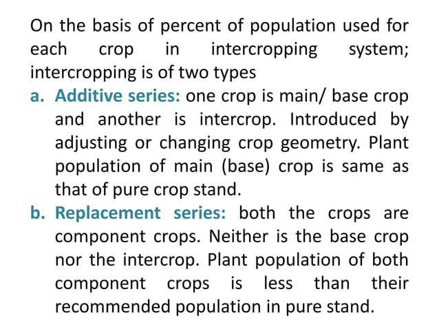 cropping system types | PPTX | Agriculture | Industries