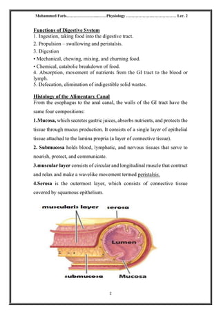 lecture note on physiology of the digestive system | PDF