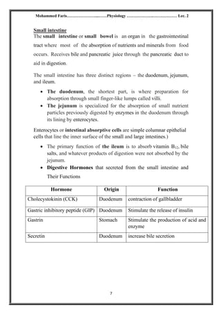 lecture note on physiology of the digestive system | PDF
