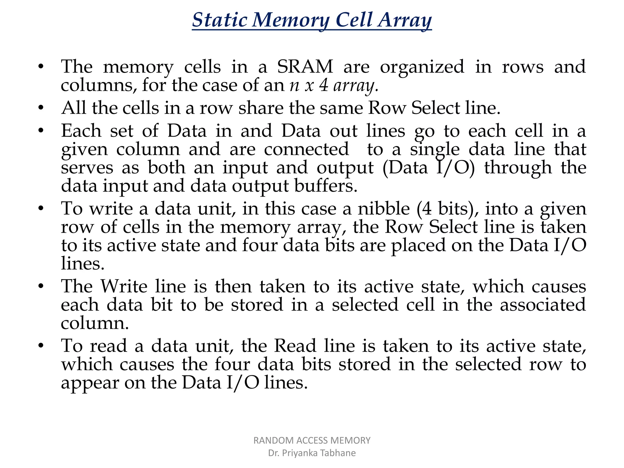 Lec 2 digital electronics - random access memory | PPTX