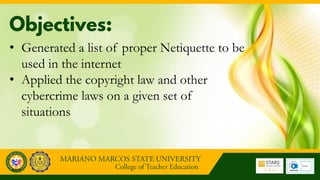 Lec2 netiquette legal issues and security | PPT