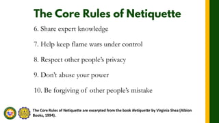 Lec2 netiquette legal issues and security | PPT