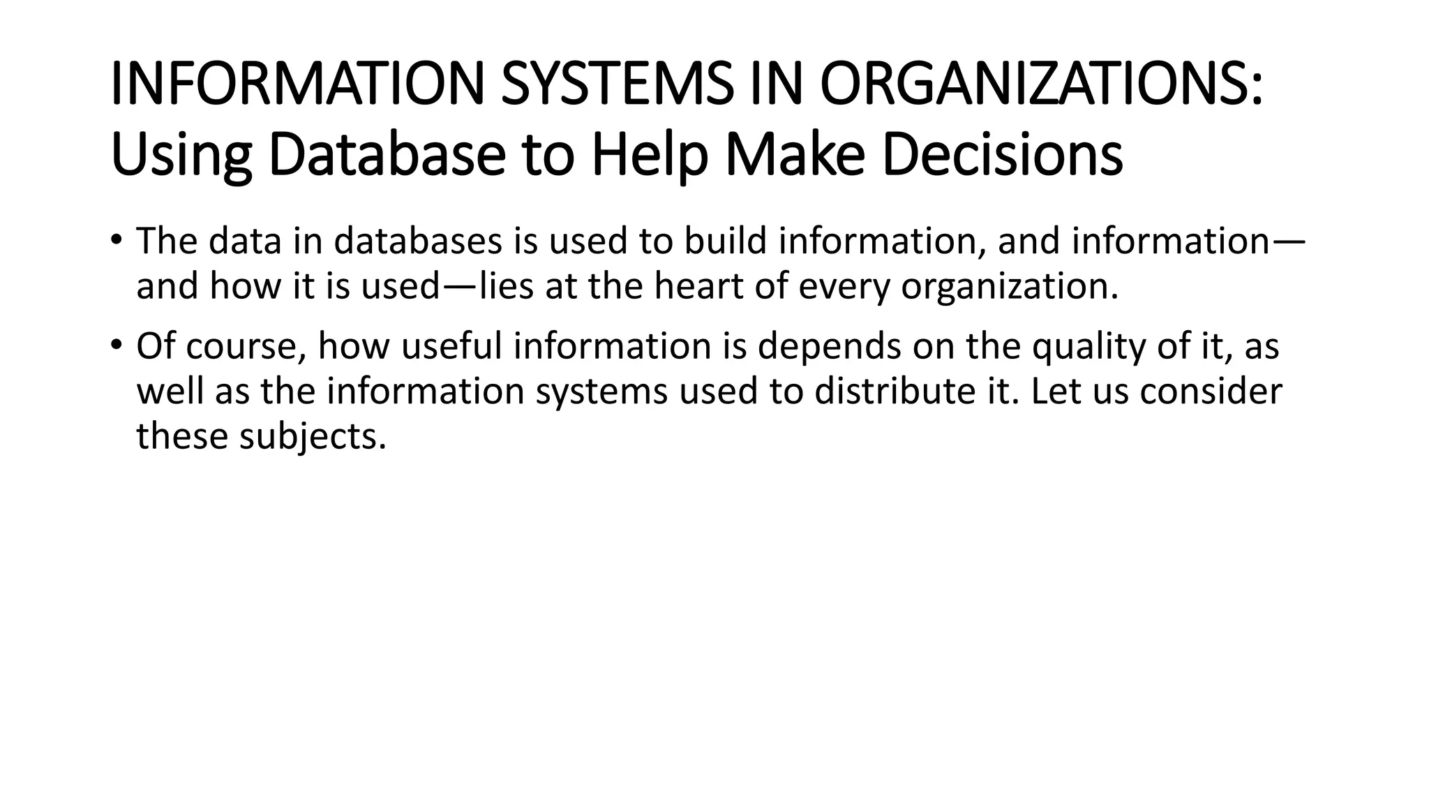 Lec20.pptx introduction to data bases and information systems | PPTX | Databases | Computer ...