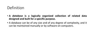 Lec20.pptx introduction to data bases and information systems | PPTX | Databases | Computer ...