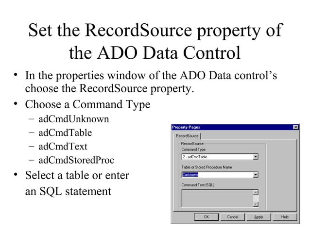 ADO CONTROLS - Database usage | PPT
