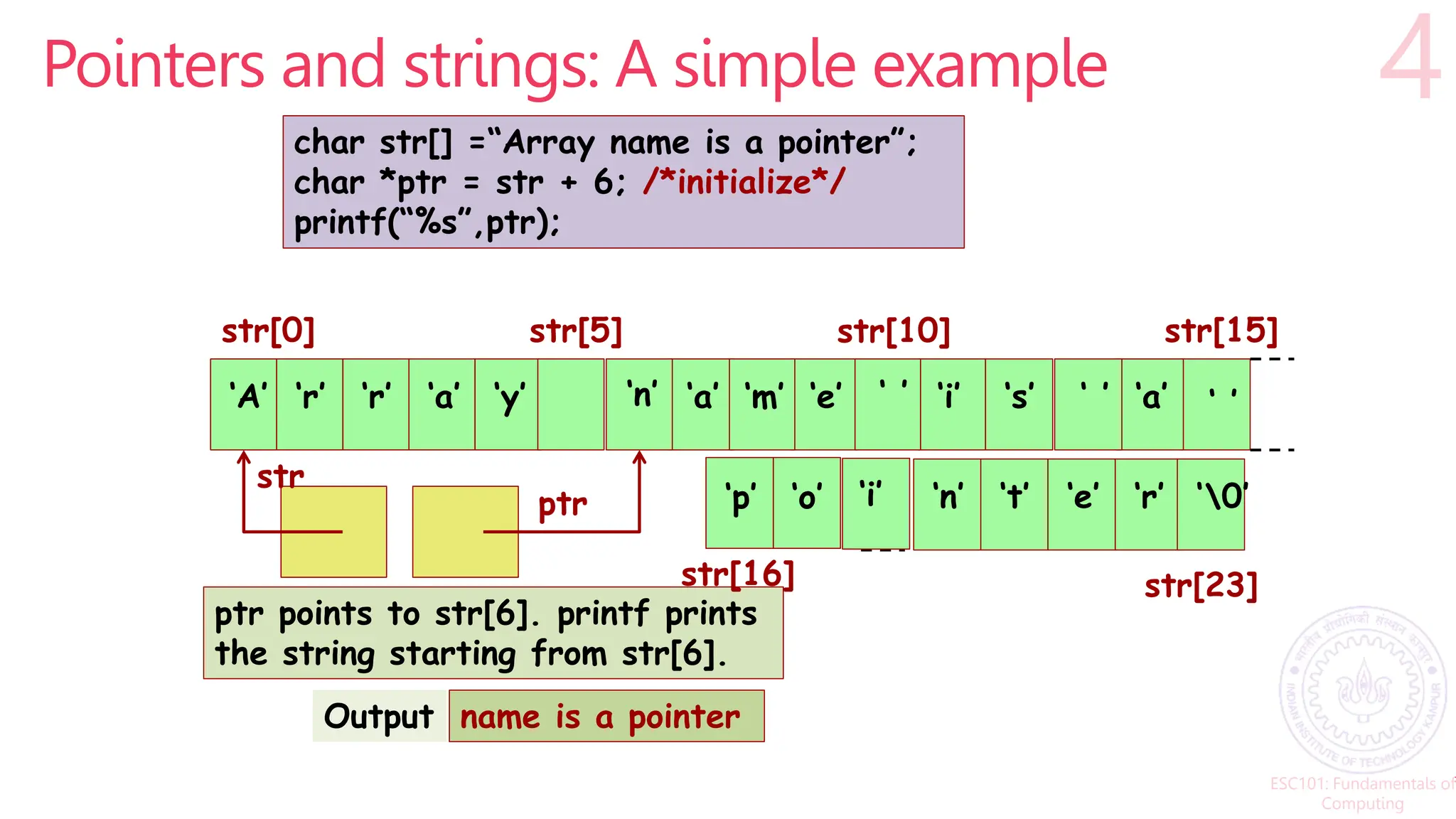 Pointers and Memory Allocation ESC101.pptx | Programming Languages | Computing