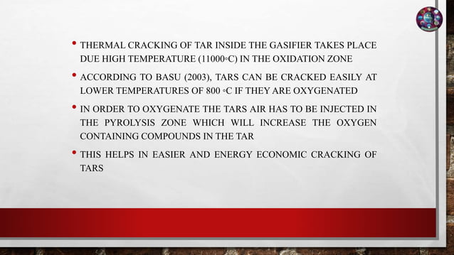 PRIMARY TAR CRACKING METHODS - Various materials used | PPT