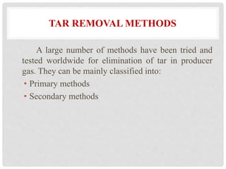 Secondary tar cleaning systems and technologies | PPTX