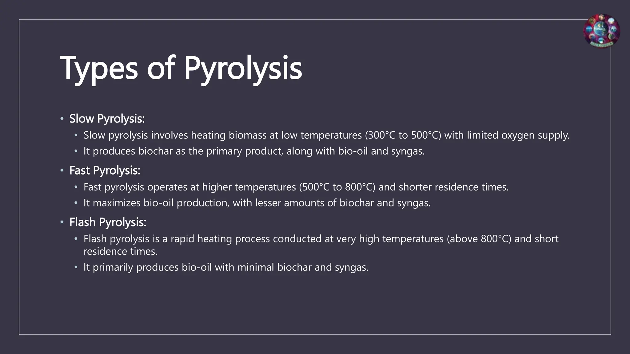 Pyrolysis – Its principles and claddification | PPTX