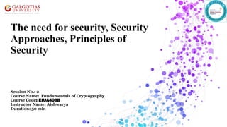 Need of Security , Security Approaches, Principles of Security | PPTX