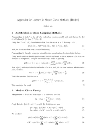 Appendix to MLPI Lecture 2 - Monte Carlo Methods (Basics) | PDF