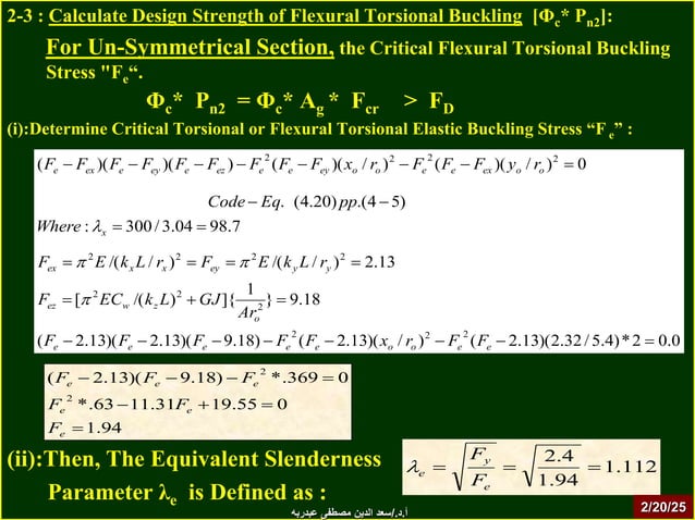 Lec2 ماجستير Design of Compression Member.ppt | Physics | Science
