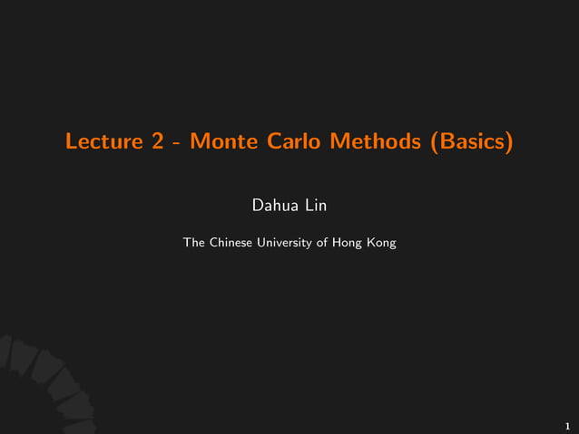 MLPI Lecture 2: Monte Carlo Methods (Basics) | PPT
