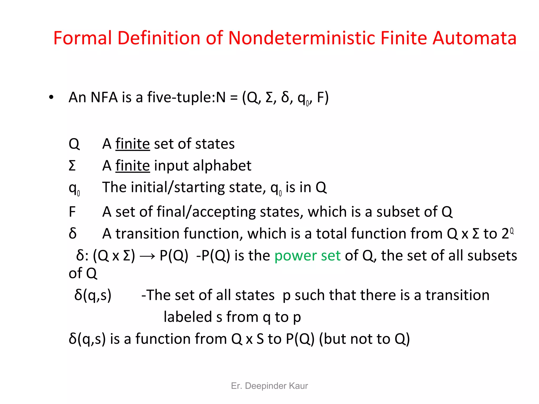 NFA or Non deterministic finite automata | PPT