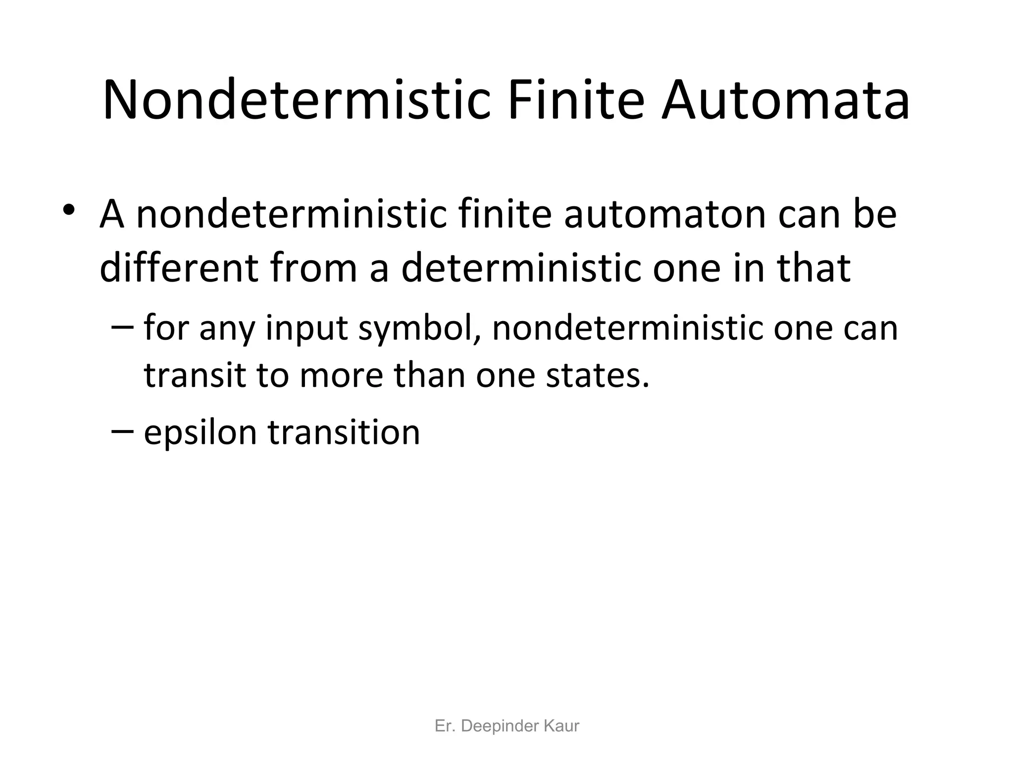 NFA or Non deterministic finite automata | PPT