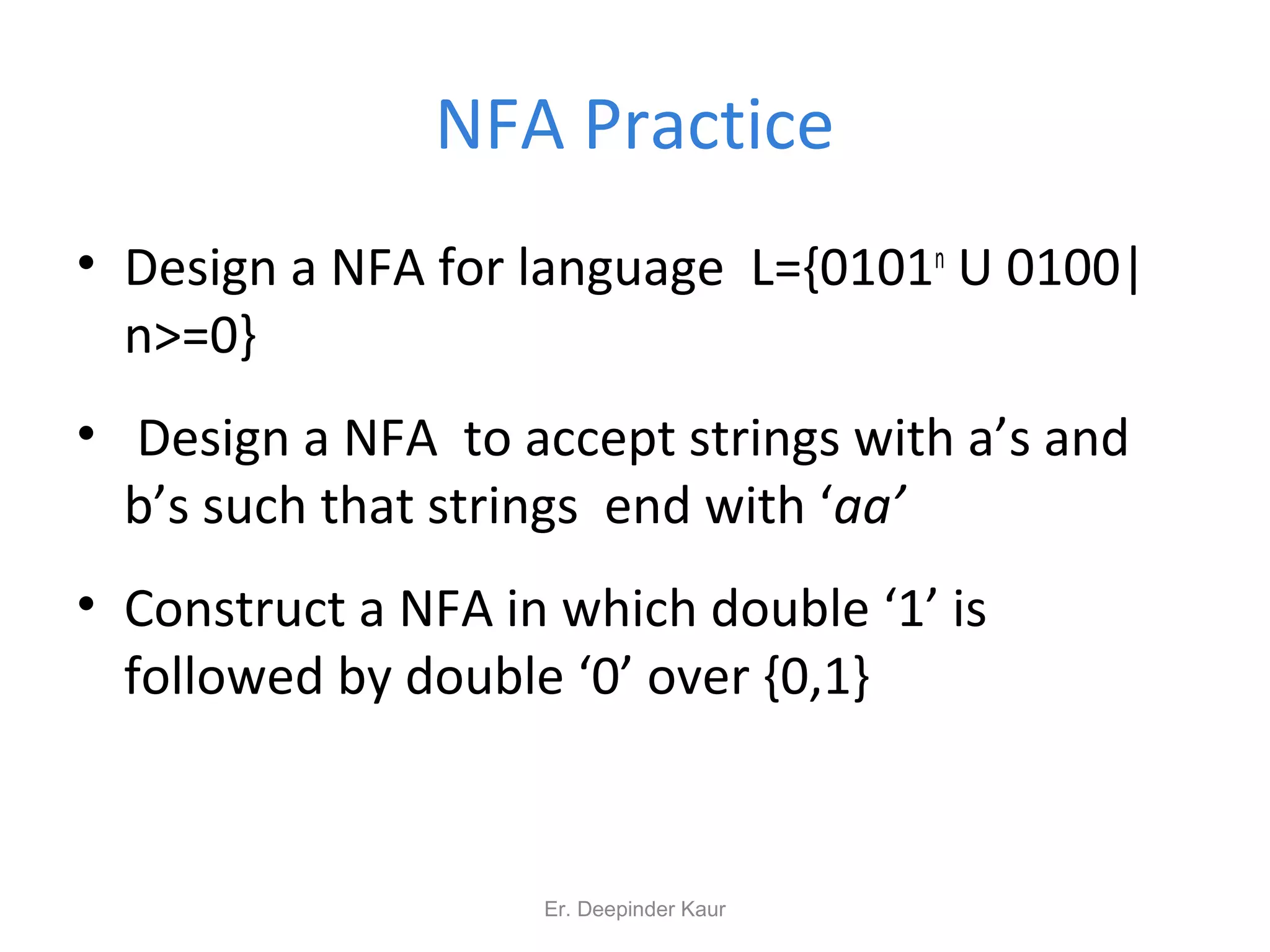 NFA or Non deterministic finite automata | PPT