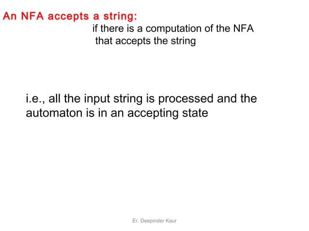 Nfa Or Non Deterministic Finite Automata Ppt