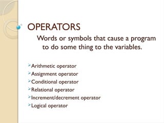 lec 2operators introduction to operators | PPT