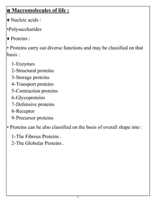 Macromolecules of life (Nucleic acids & Proteins) | PDF