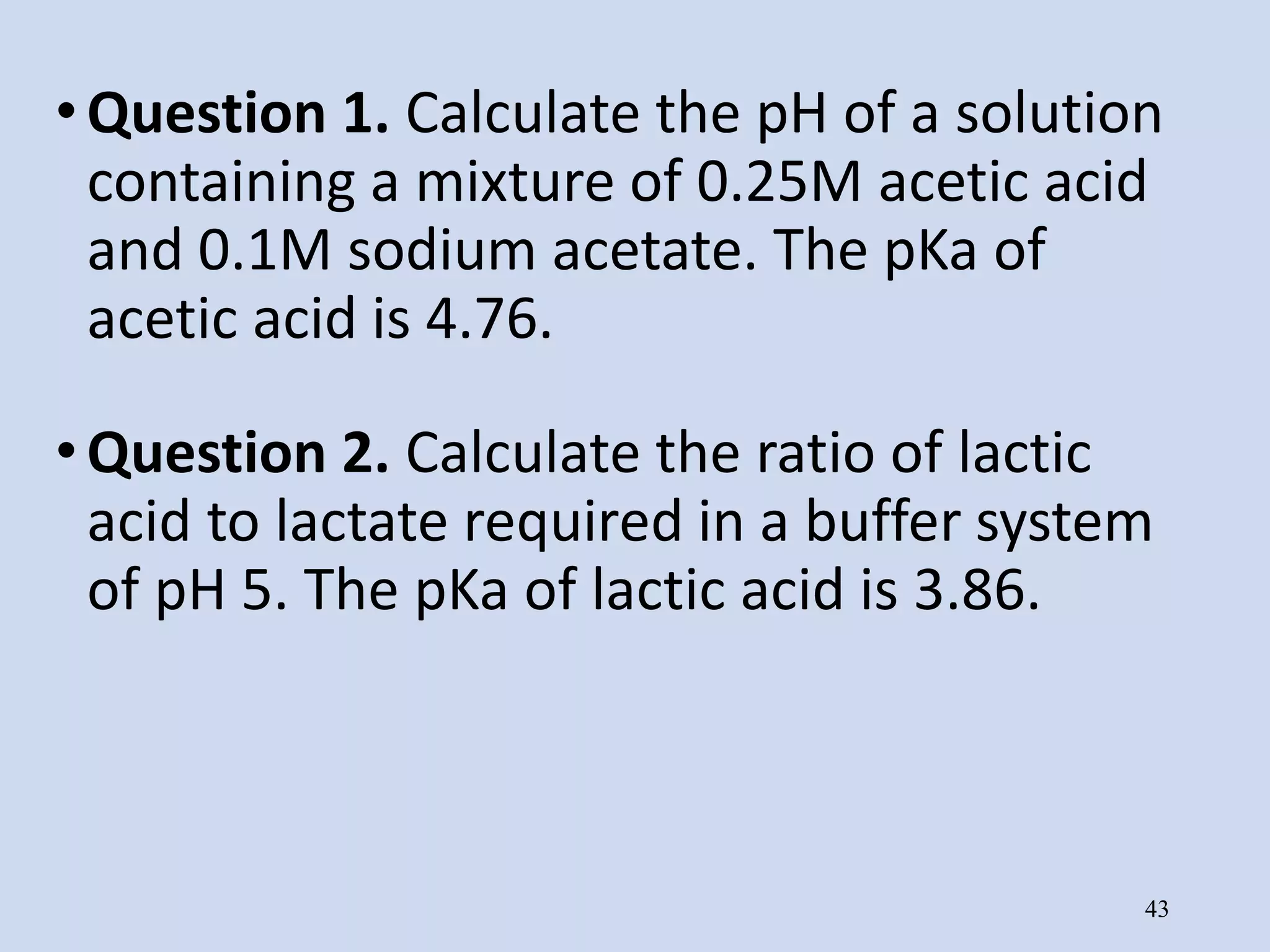 Water, acid base balance, buffer systems | PPTX | Chemistry | Science