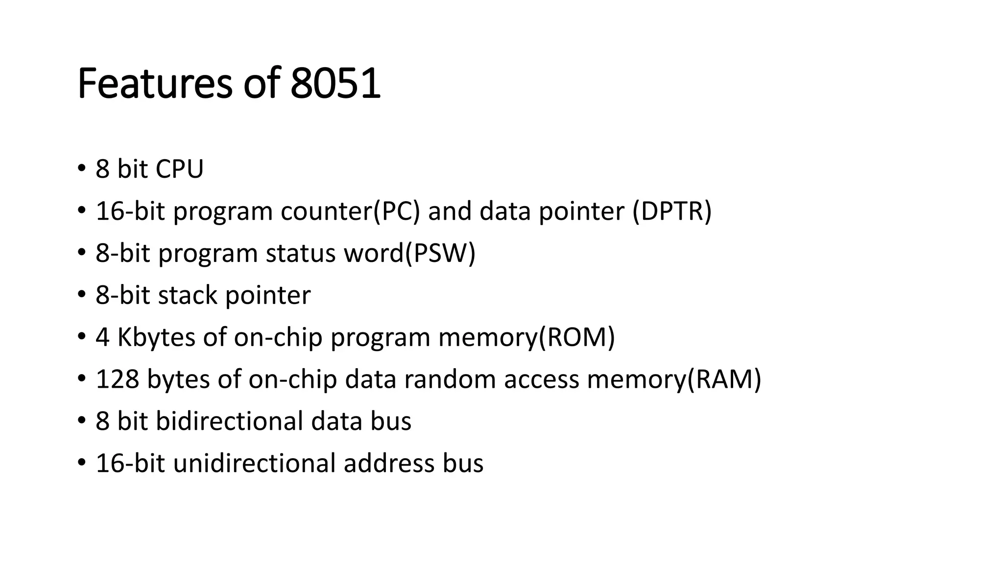 8051 Microcontroller Architecture Pptx