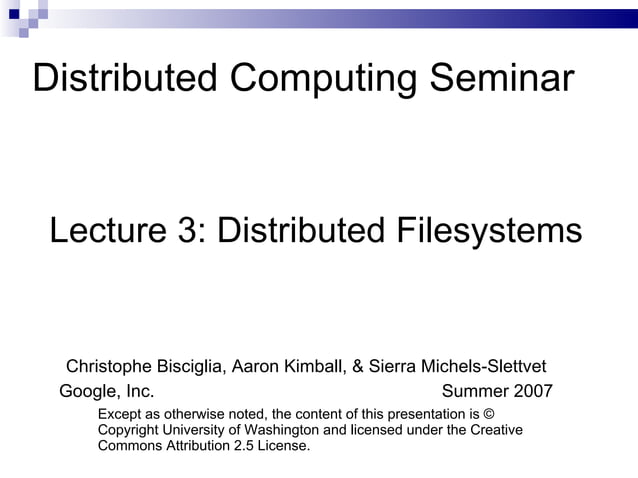 Distributed file systems (from Google) | PPT