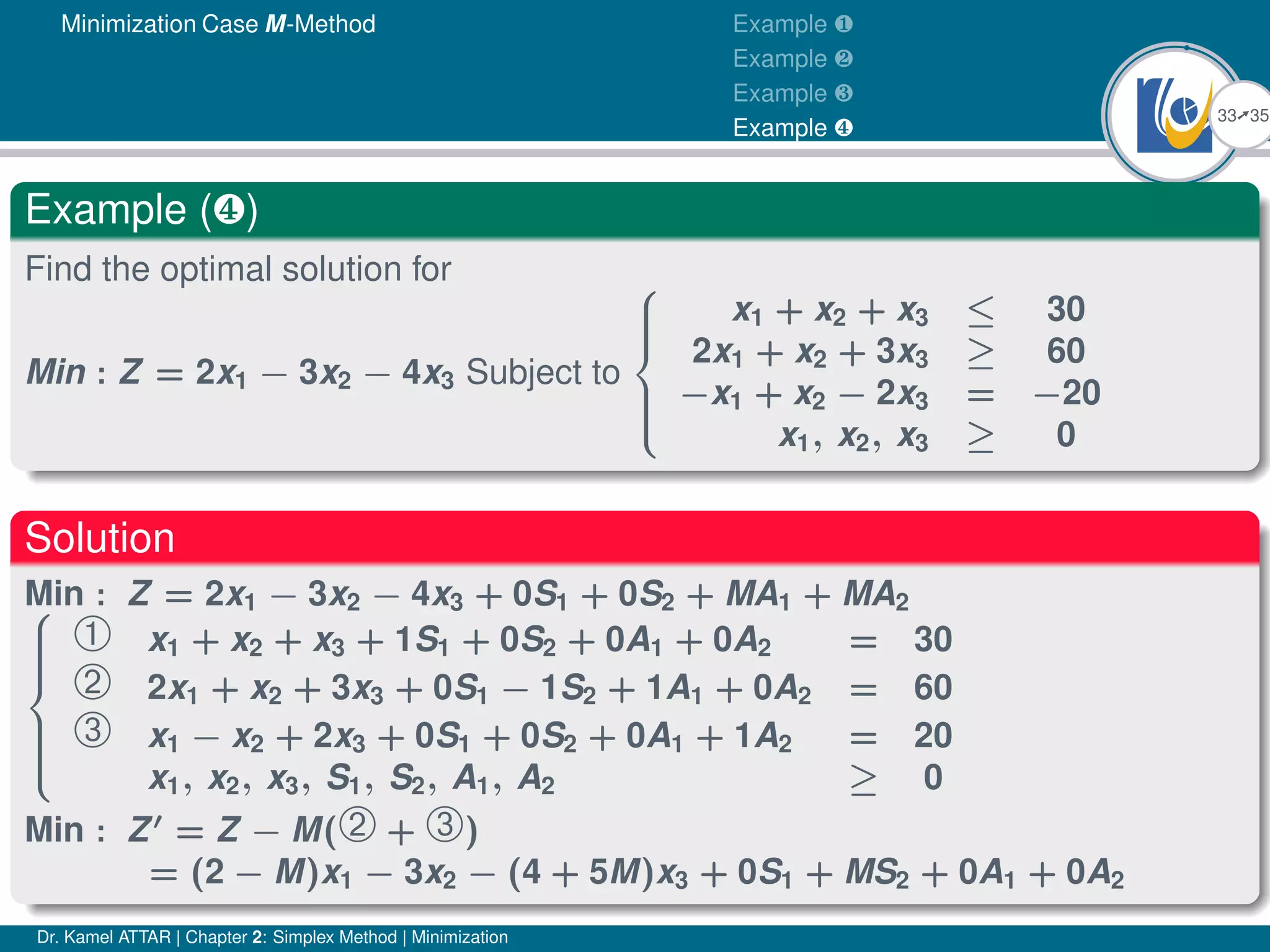 Simplex method (minimization) | PDF