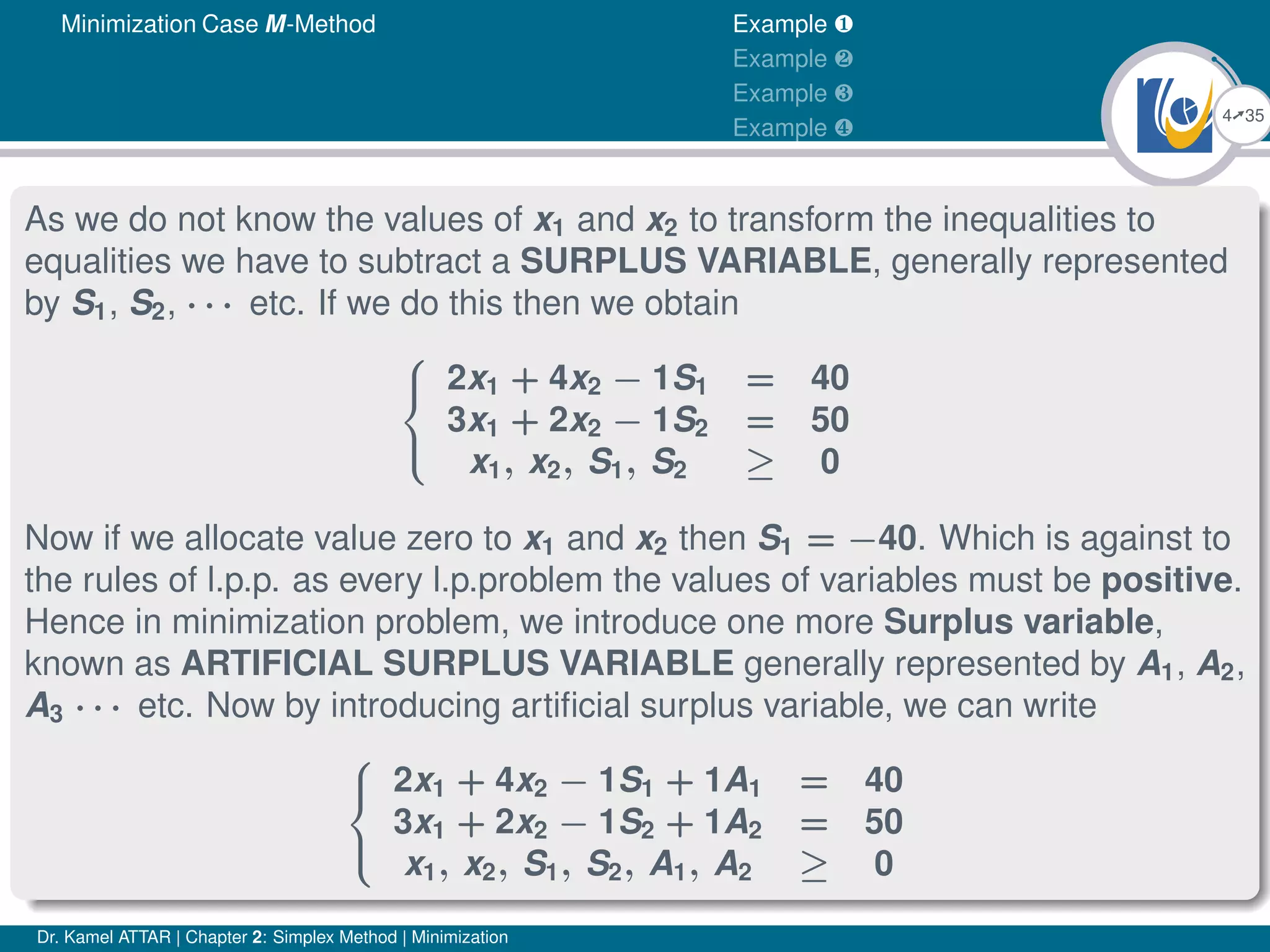 Simplex method (minimization) | PDF