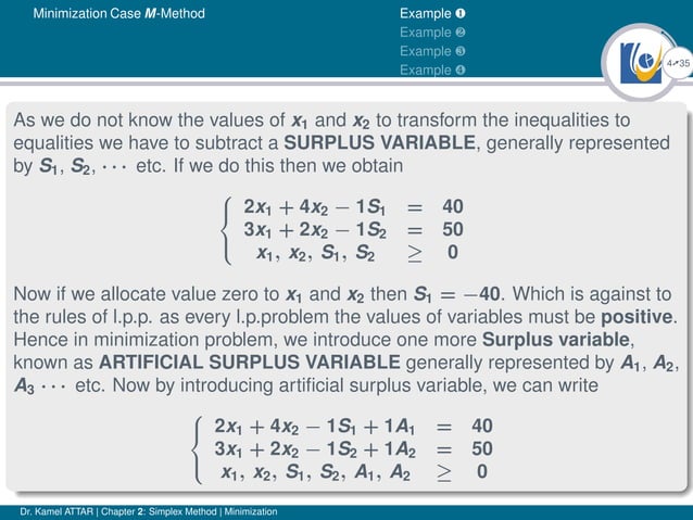 Simplex method (minimization) | PDF